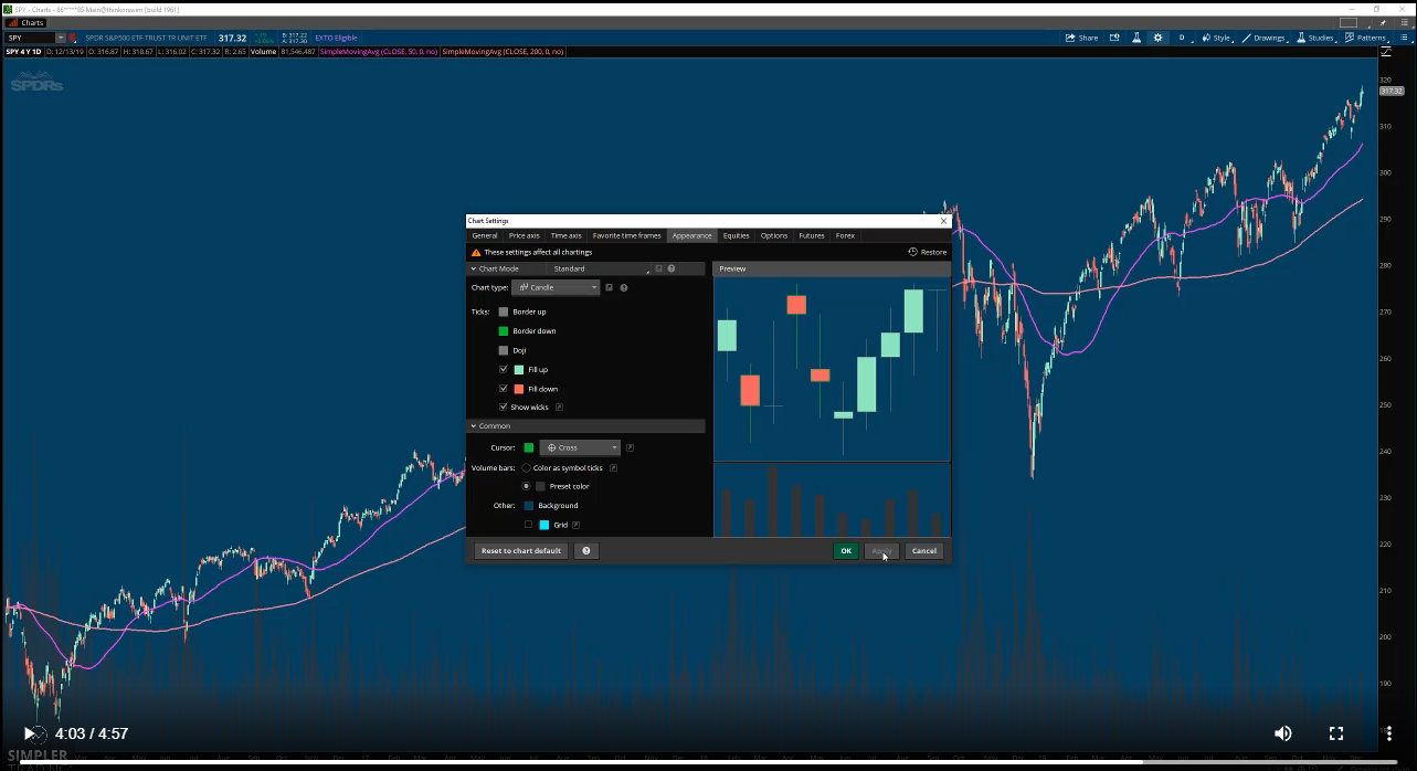 How to Change Chart Colors in TOS / Thinkorswim - Simpler Trading